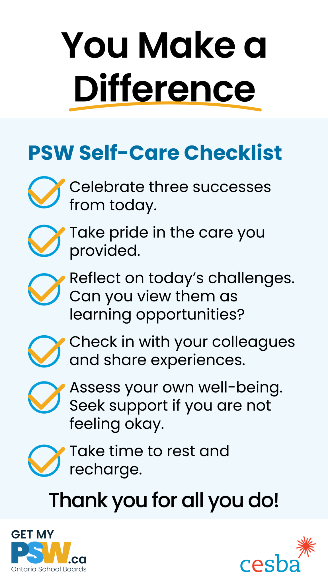 PSW Self-Care Checklist - CESBA